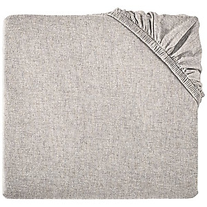 Amazon Basics 100% Cotton Jersey Fitted Baby Crib Sheet, Fits up to 6-Inch Mattress - 28 x 52-Inch, Oatmeal, Solid