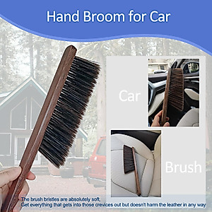 Hand Broom Brush,Natural Wooden Handle Soft Bristles Dusting Cleaning Brush,Light and Sturdy for Furniture,Bed,Car,Bench, Crevice Cleans