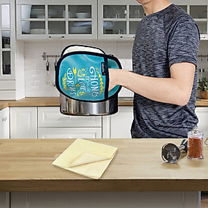 Alselo Pot Holders and Kitchen Towel, Heat Resistant Potholder 4 Piece with Dish Towel 1 Piece, Funny Baking Theme Hot Pats Festive Gift Mitts for Cooking Baking Grilling BBQ (Wathet Blue, 5)