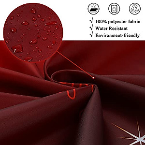 Claswcalor 5 Pcs Merry Christmas Shower Curtain Sets with Rugs, Toilet Lid Cover, Bath Mat and Toilet Seat Cover, Waterproof Xmas Christmas Tree Shower Curtains for Bathroom with 12 Hooks, Red