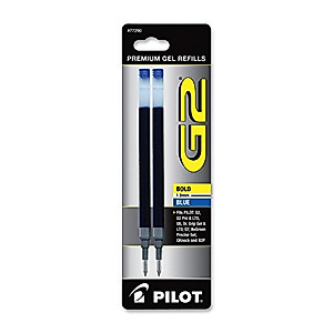 Pilot G2, Dr. Grip Gel/Ltd, ExecuGel G6, Q7 Rollerball Gel Ink Pen Refills, 1.0mm, Bold Point, Blue Ink, Pack of 3 (6 Refills)