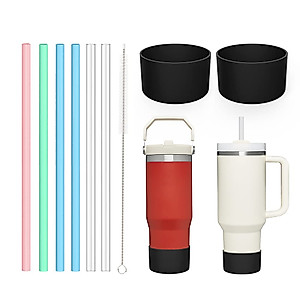 Airboat 6Pack Replacement Straws and 2Pack Protective Silicone Boot Sleeve for Stanley 40oz 30oz 20oz 14oz Tumbler