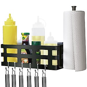 MeWeBlue Griddle Caddy for Blackstone Griddle Accessories Storage, Space Saving Grill Accessories Holder, BBQ Accessories Organizer for Blackstone 28”/36” Griddle, BBQ Caddy with a Paper Towel Holder