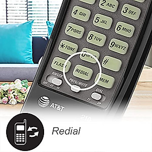 AT&T 210 Basic Trimline Corded Phone, No AC Power Required, Wall-Mountable, Black