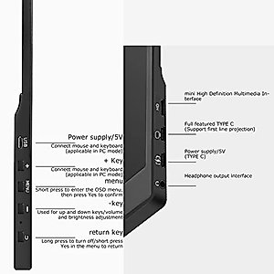 GOWENIC Portable Monitor, IPS Ultra Thin FHD Gaming Monitor, 13.3in 15.6in HDR USB HDMI Computer Display, External Monitor for Laptop Phone Tablet, Freesync Technology (15.6 inch)