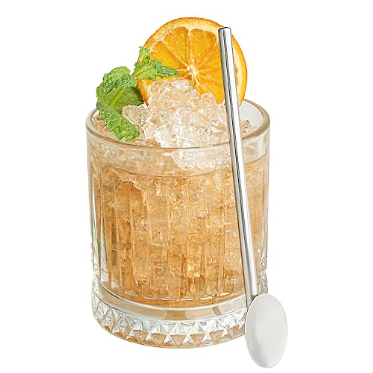 Restaurantware Bar Lux 5 Inch Spoon Straws 2 Food-Grade Reusable Cocktail Straws - Built-In Spoon Dishwashable Stainless Steel Cocktail Spoons For Drinking And Stirring