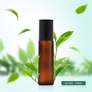 mavogel 24, 10ml Roller Bottles for Essential Oils - Amber, Glass with Stainless Steel Roller Balls (3 Extra Roller Balls, 54 Pieces Labels, Opener, Funnel, Dropper, Brush Included)