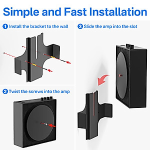 Slim Wall Mount for Sonos Amp Mount Bracket, Black Steel Mount for Sonos Wireless Amplifier Mounting Bracket