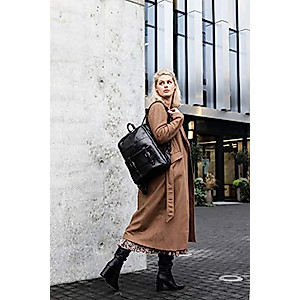 Time Resistance Leather Backpack Vintage Rucksack Purse for Laptop up to 15 in Black