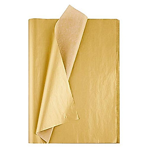MIAHART 50 Sheets Metallic Gold Tissue 20X14 Inch Gift Wrap Paper Bulk Gift Wrapping Accessory Wrap for Wedding Birthday Party Favor Decor DIY Fringes Shredded Fill Confetti (Gold)