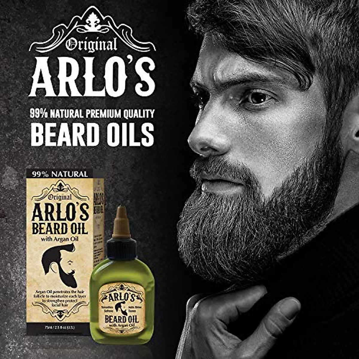 Arlo's 99% Natural Original Beard Oil, Pro-growth Growth Enhancer, 2.5 Fluid Ounce