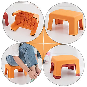 Levemolo Baby Step Stool 1pc Plastic Stool Stools for Kids Kids Step Stool Ottoman Sleeper Bed for Adults Bathroom Footstool Kindergarten Stool Home Furniture Orange Household Bathroom Stool Pp Baby