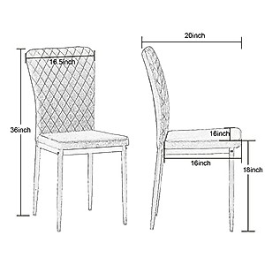 FENZARD Set of 4 Living Room Chairs Dining Chairs with Velvet, High Back, Metal Frame and Modern Lattice Design for Living Room, Dining Room,Black