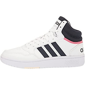 adidas Women's Hoops 3.0 Mid Basketball Shoe, White/Legend Ink/Rose Tone, 9