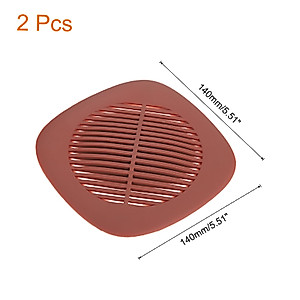 uxcell Hair Drain Catcher, 5.51inch Silicone Convex Tub Drain Covers Drain Protector with Handle Suction Cup for Kitchen Bathroom Balcony, Red 2Pcs