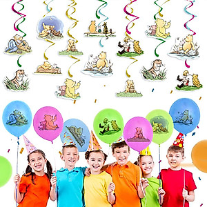 18PCS Winnie Hanging Swirls Winnie Cartoon Themed Hanging Swirl Decor Birthday Supplies Baby Shower Decorations Party Supplies