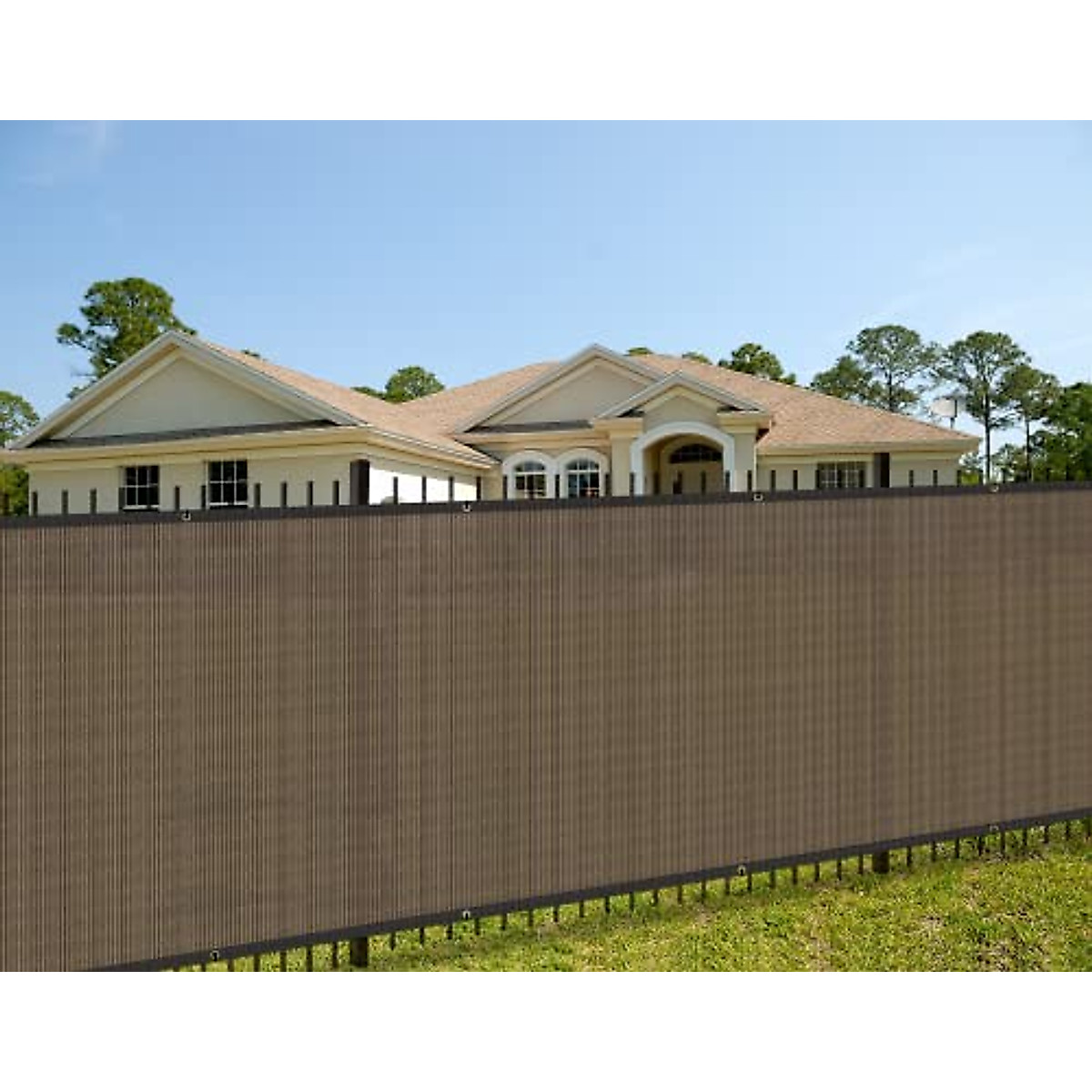 COARBOR 12'x63' Privacy Fence Screen Cover Mesh Blocker with Brass Grommets 180GSM Heavy Duty Fencing for Outdoor Back Yard Patio and Deck Backyard Garden Blocking Neighbor Brown-Customized