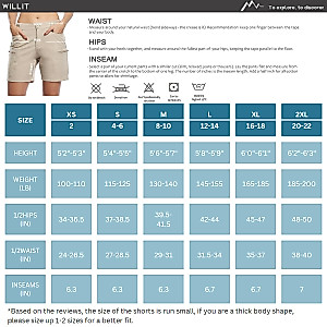 Willit Women's Shorts Hiking Cargo Golf Shorts Outdoor Summer Stretch Shorts with Pockets Water Resistant Navy Blue M