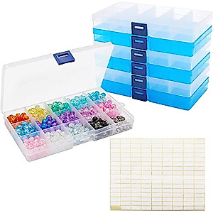 6 Pack Plastic Jewelry Organizer Box with Labels and Dividers for Custom Organization (7 x 4 x 1 in)
