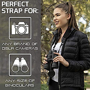 BlueCabi Neoprene Neck Shoulder Strap for Cameras and Binoculars - Comfortable Adjustable Fit for Men and Women with Anti Slip Material - Lightweight Design for Binocular Telescopes, and Rangefinders