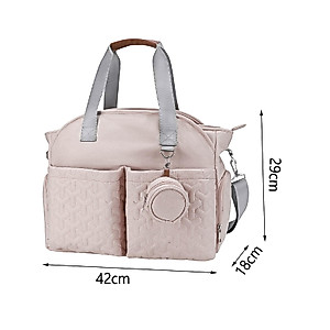AMLESO Nappy Changing Bag Handbag mom Bag Large Storage Two Front Pockets Bag, Light Pink