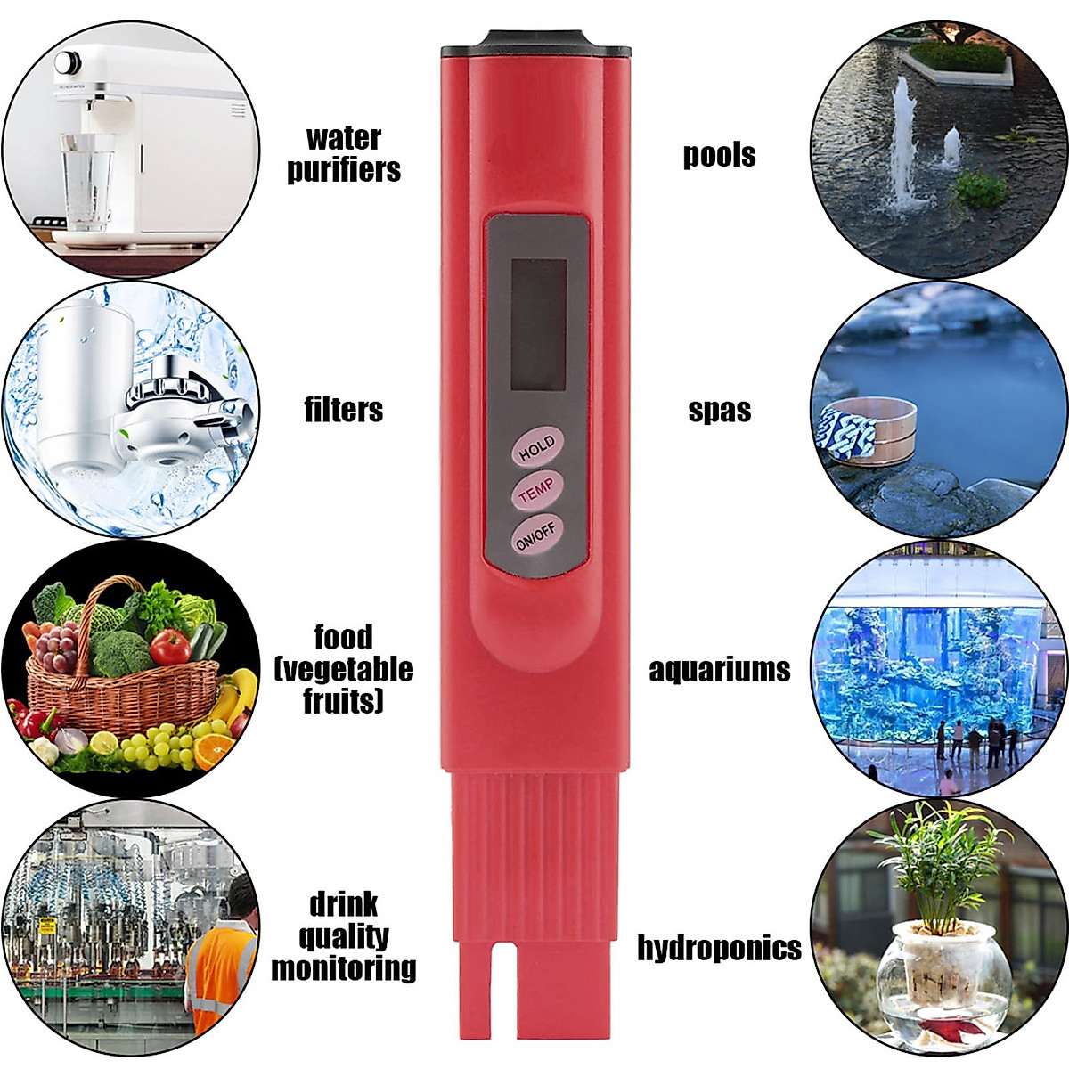 Water Quality Monitor, Accurate Digital LCD Tds Water Quality Purity Monitor Ph Meter Tester for Water Laboratories, The Aquaculture Industry, Hospitals, Swimming Pools