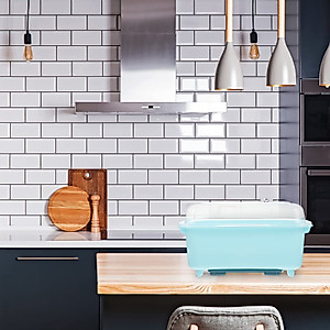 Cabilock Baby Bottle Drying Rack with Anti- Cover Nursing Bottle Storage Box Plastic Tableware Box Organizer Portable Countertop Dryer for Tea Cup Coffee Mug Bowl