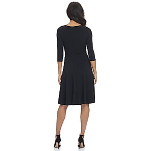 Rekucci Women's Flippy Fit N' Flare Dress with 3/4 Sleeves (12, Black)