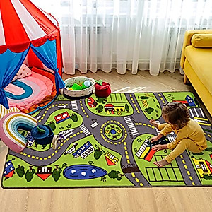 X-Large Kids Carpet Play Mat Rug for Playroom, 48'' x 72'’ City Life with Road Traffic Car Rug Mat, Learning and Educational Play Rugs Great for Kids Bedroom Play Room Boy Room Decor