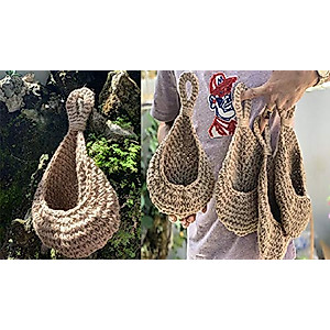 N?A Jute Hanging Basket Wall planters-Small Wall Planter, Teardrop Hanging Baskets for Plants Succulent Wall Decor, Hanging Herb Pot Holder 3 inch Outside Diameter for in/Outdoor Fence Planter