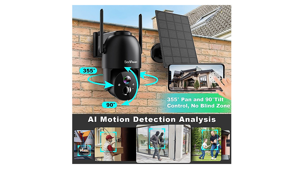 SeeVision 2K Solar Security Camera - Wireless Outdoor PTZ