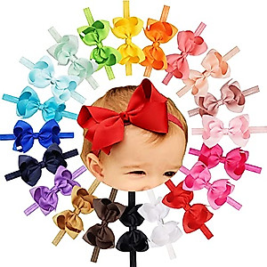CELLOT Baby Girls Headbands Grosgrain Ribbon 4.5" Hair Bows Headband Big Bow Hair Bands for Toddler Pack of 20