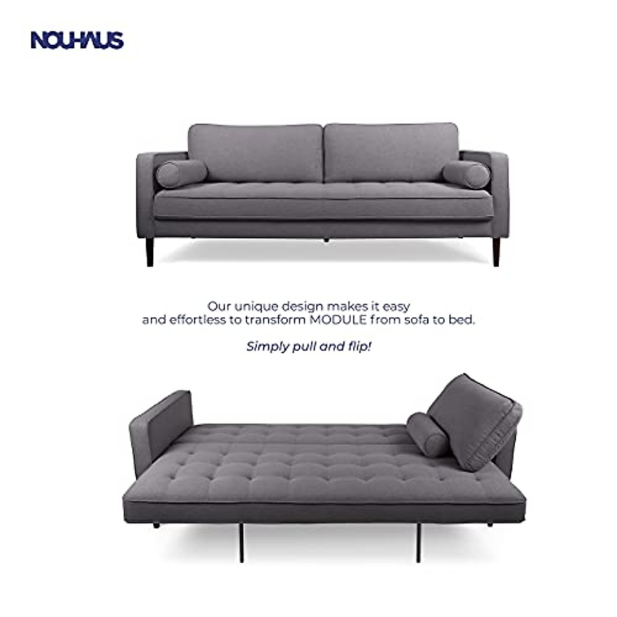 Nouhaus Module, Sleeper Sofa Bed Couch. 7ft Luxury Convertible Sofa Futon Bed with No Roll Together Latex. Pull Out Couch Bed for Bedroom Couch, Small Apartment Furniture Sofas or RV Couch