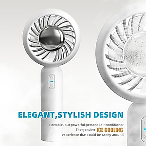SpaLoo Portable Handheld Fan, Rechargeable Air Conditioner Fan, 3 Speed Adjustable Cooling Fans That Blow Cold Air, Gifts For Women Men Travel/Camping/Outdoor