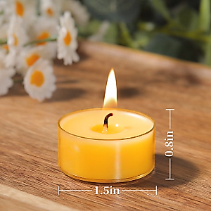 36pcs Beeswax Tealight Candles- 4 Hour Burn Time Natural Beeswax Candles Pure Handmade Bee Wax Candles Clean Burning for Dinner Table, Wedding, Spa Relaxation