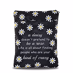 Daisy Flower Book Sleeve Flower Lovers Book Cover Friendship Book Zipper Pouch Graduation Gift Daisy Motivational Gift for Friends Sorority Sister (DaisyBB)