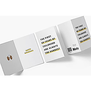 Happy 60th Birthday Card for Men Women, Funny 60th Birthday Cards for Husband Wife Dad Mom Brother Sister Friend, 60 Years Old Birthday Card, 60 Birthday Card with Envelope, Karto Yellow Childhood