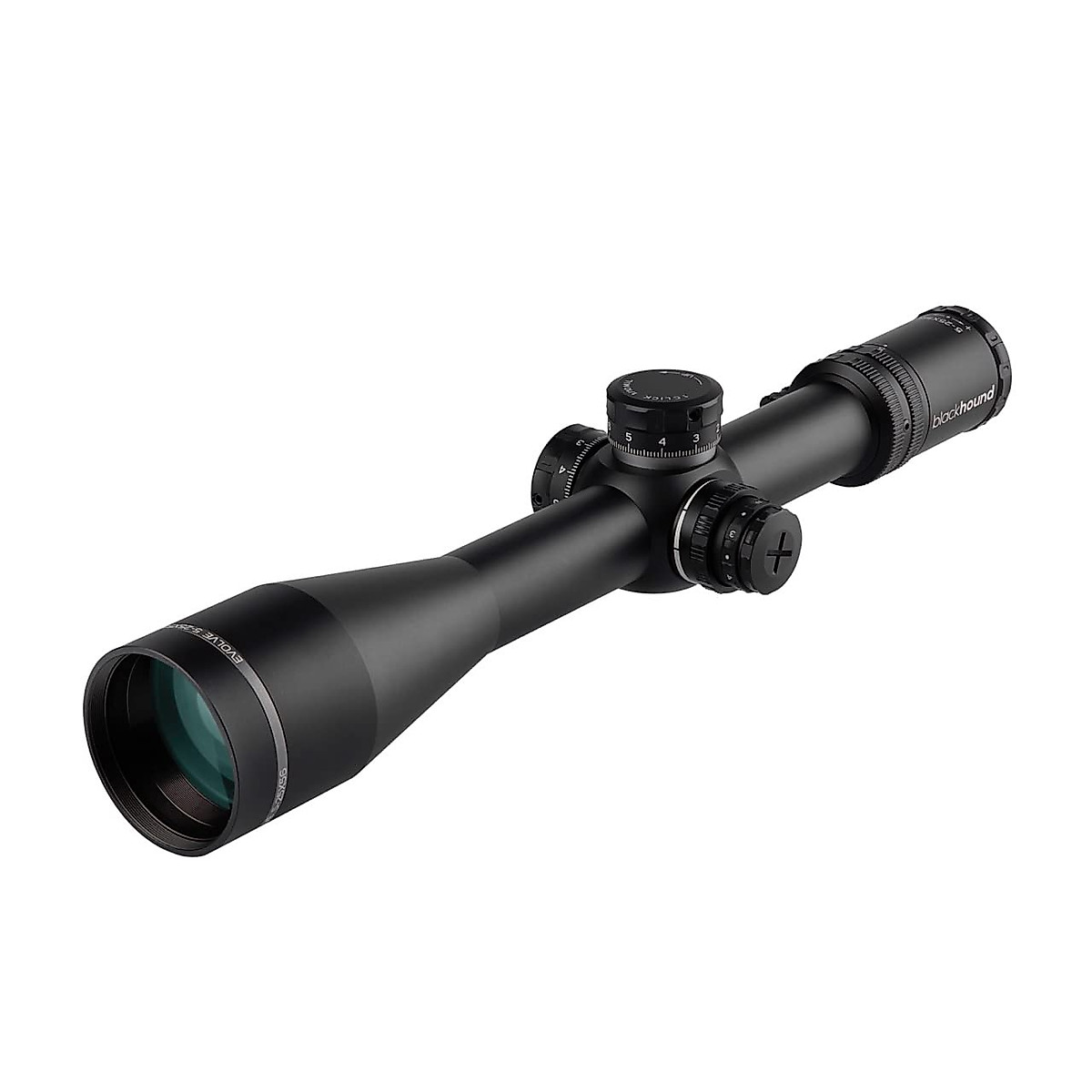Blackhound Optics Evolve 5-25x56 FFP MIL, Illuminated 1/4 MOA Reticle, Zero Stop and Parallax with 34mm Rings, 56mm Hood and Mounting Bubble Levels
