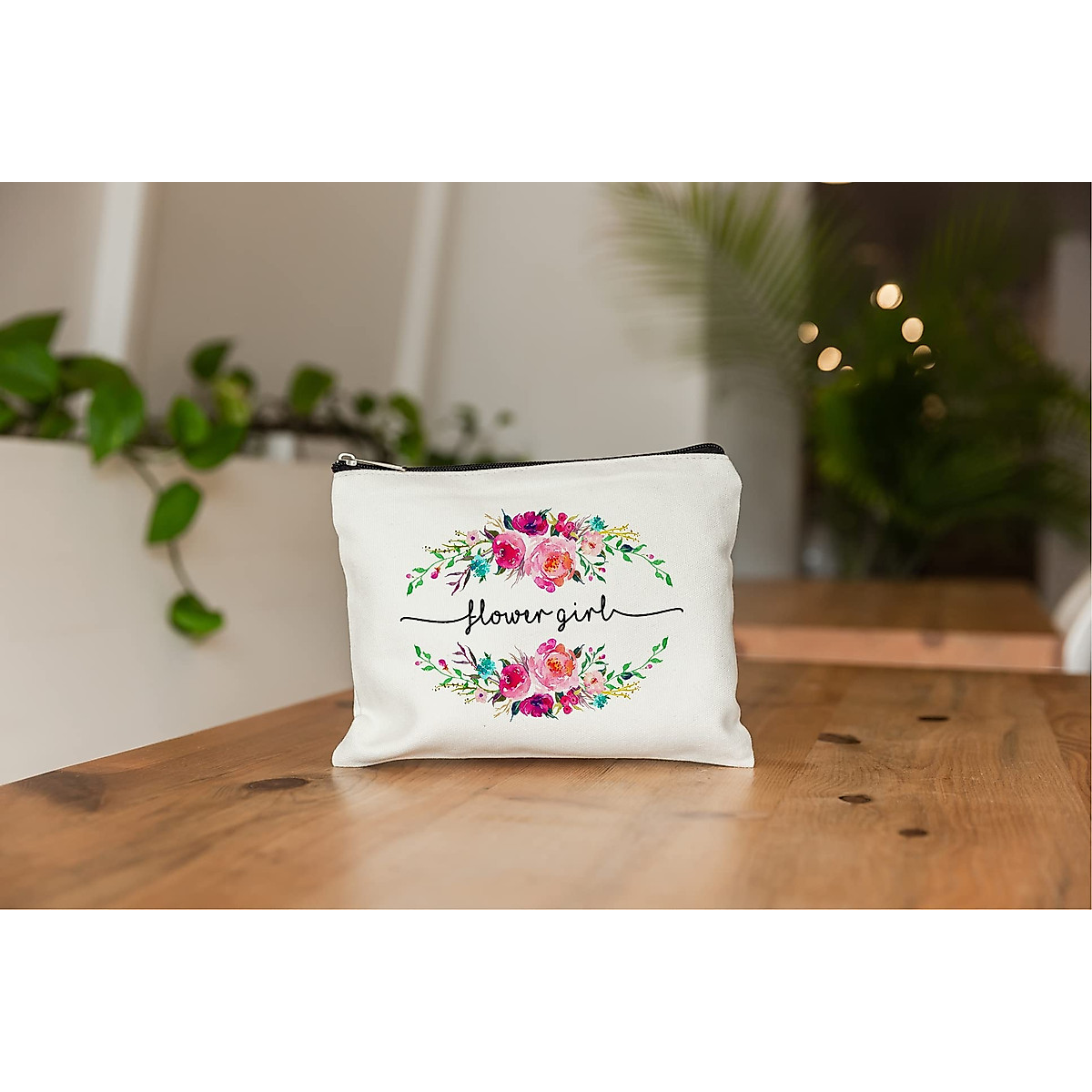 Moonwake Designs Flower Girl Makeup Bag, Flower Girl Gift, Bridal Party Favor, Cosmetic Pouch, Wedding Party Gift, Gift from Bride