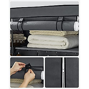 SONGMICS 59-Inch Portable Closet and 55-Inch Portable Closet Bundle, Pair of Roll-Up Wardrobes, Closet Storage Organizers, Easy Assembly, Gray ULSF03G and URYG02GY