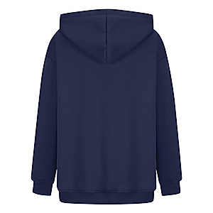 ZEFOTIM Womens Hoodies Zip Up Oversized Basic Fall Outfits for Women 2023 Button Down Long Sleeve Plus Size Mom Sweatshirts for Women Sexy Work Dressy Women Tops Sudaderas Para Mujer Navy M