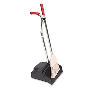 Unger EDPBR Ergo Dustpan With Broom, 12 Wide, Metal w/Vinyl Coated Handle, Red/Silver