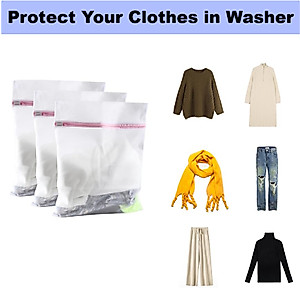 FGY 3PCS Mesh Laundry Bags for Delicate 16 x 20 Inches, Laundry Washing Bags with Zipper, Mesh Wash Bags for Laundry, Mesh Washable Bags for Delicate, Dress, Swimsuit, Sweater (Large)