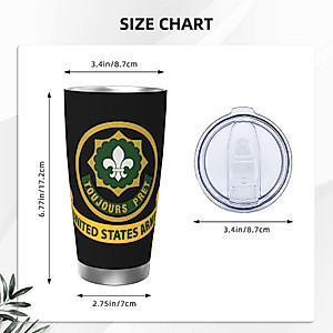 Biaomn Us Army 2nd Armored Cavalry Regiment Stainless Steel Tumbler Vacuum Insulated Travel Tumbler With Lid Coffee Mug Car Cup For Home Office Outdoor 20oz