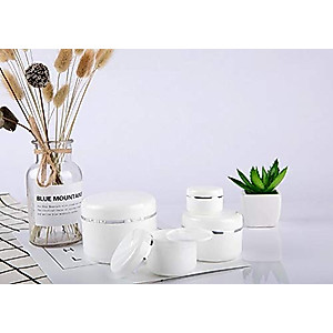 8 Oz (250ml) White Plastic Cosmetic Jars with Inner Liners and Dome Lids Refillable Make-up Cosmetic Containers Pot Case for Scrubs Oils Salves Creams Lip Balm Lotions Nail Accessories Pack of 6