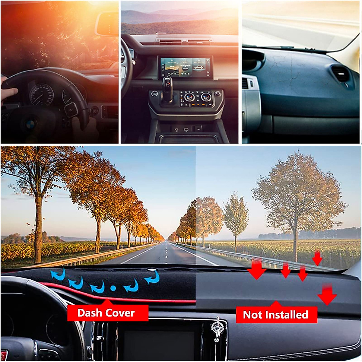 KEEGTBOX Dash Mat Cover Custom Interior Center Console Compatible with Dodge Journey 2011 2012 2013 2014 2015 2016 2017 2018 2019 2020 Dashboard mat Covers Accessories (Red Rim)