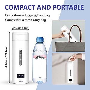GRACEALL Portable Electric Kettle 400ML - Compact Travel Water Boiler Small Electric Thermos for Boiling Water, Camping Water Heater Personal Tea Maker with Temperature Display