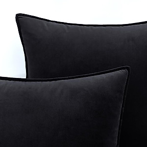 MIULEE Pack of 2 Decorative Velvet Throw Pillow Cover Soft Pillowcase Solid Square Cushion Case for Sofa Bedroom Car 22x22 Inch Black