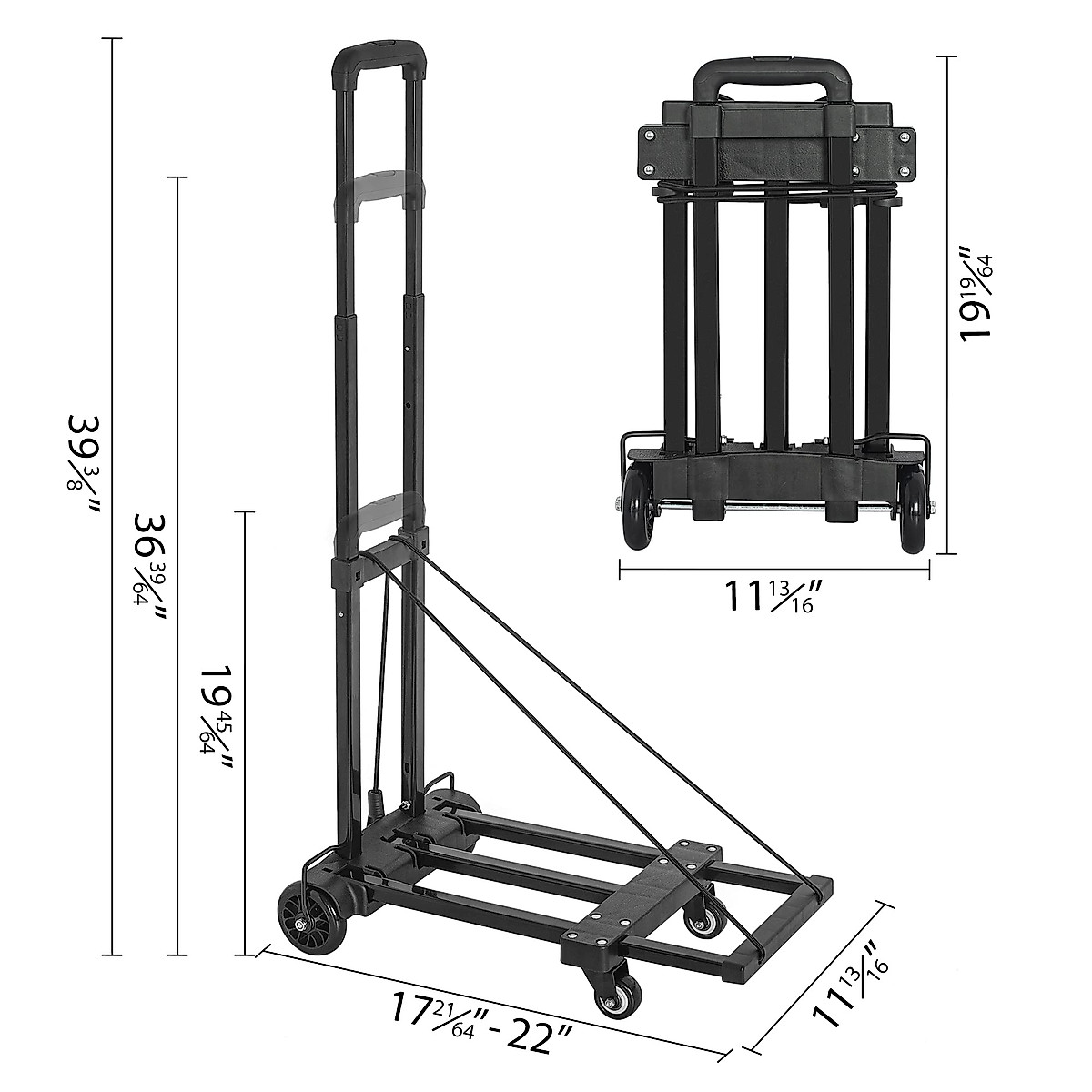 AKOZLIN Portable Travel Cart with Belt Adjustable Handle Compact Trolley Dolly Car Seat Cart(Only fit for car Seats with ISOFIX Interface)