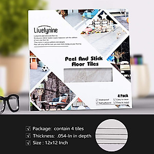 Livelynine Peel and Stick Floor Tile 12X12 Inch Concrete Grey Vinyl Flooring Peel and Stick on Floor Tile Stickers Bathroom Kids Bedroom Self Adhesive Floor Tiles Kitchen Laminate Waterproof, 4 Pack
